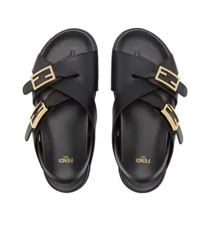 Fendi Ff Baguette Cross-over Slides