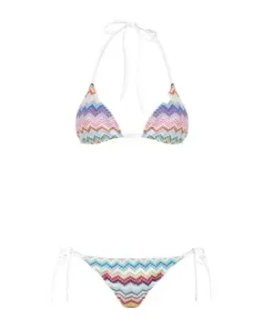 Missoni Pixel-effect Zigzag Pattern Triangle Bikini Set - Multicoloured