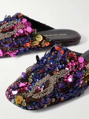 Dries Van Noten Sequin Embellished Slides - Multi-color