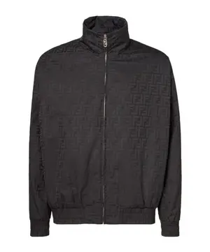 Fendi Ff Jacquard Zipped Bomber Jacket - Black