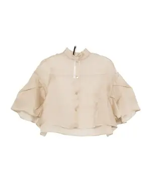 Max Mara High Neck Short Sleeve Sheer Top - Nude