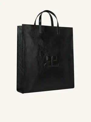 COURREGES Naplack Leather Tote Bag With Shadow Logo