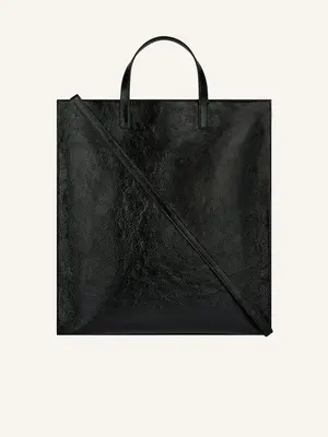 COURREGES Naplack Leather Tote Bag With Shadow Logo
