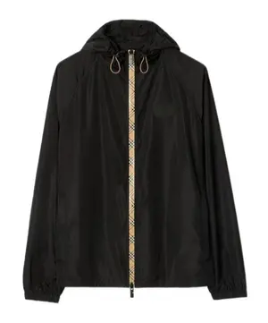 Burberry Zipped Hooded Bomber Jacket With Logo Patch