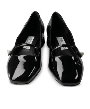JIMMY CHOO Elisa Ballerina Pumps With Pearl Embellishments - Black