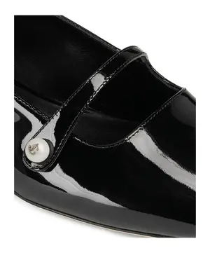 JIMMY CHOO Elisa Ballerina Pumps With Pearl Embellishments - Black