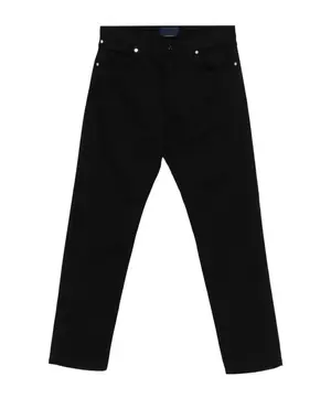 Stone Island Logo Patch Straight-leg Trousers - Black
