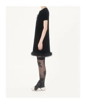 Valentino Garavani Embroidered Sablé Velvet Short Dress With Bows And Rhinestones