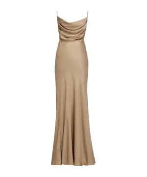 Saint Laurent Saint Laurent Backless Cowl Maxi Dress Nude