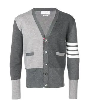 Thom Browne Wool V-neck Cardigan - Gray