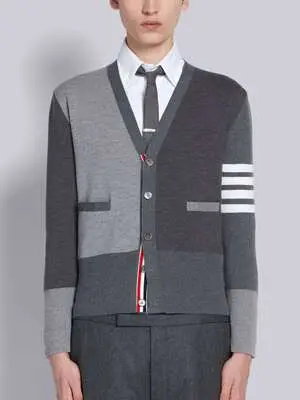 Thom Browne Wool V-neck Cardigan - Gray