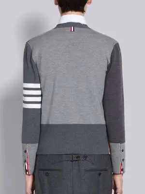Thom Browne Wool V-neck Cardigan - Gray