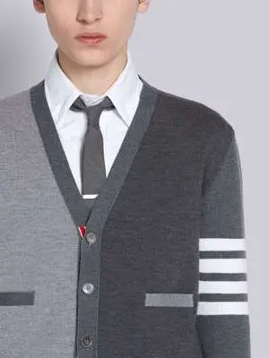 Thom Browne Wool V-neck Cardigan - Gray