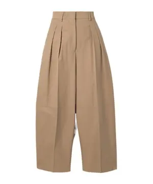 Altuzarra Pleated Cotton-twill Barrel-leg Pants - Beige