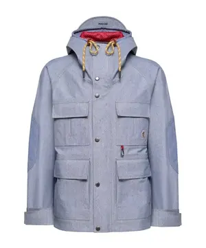 Moncler Ajaccio Chambray Hooded Field Jacket - Light Blue