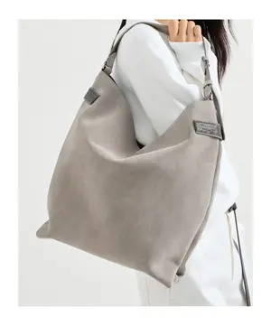 Brunello Cucinelli Monili Detail Suede Tote Bag