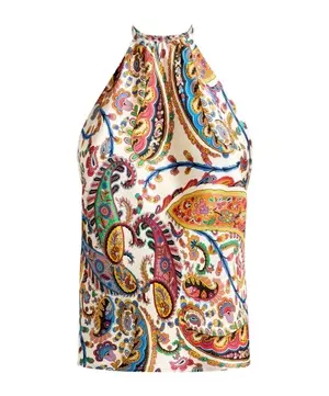 Etro Paisley Bandana Bow Silk Top