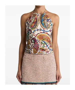 Etro Paisley Bandana Bow Silk Top