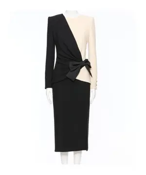 Valentino Garavani Crepe Midi Dress With Contrast Bodice And Faille Bow