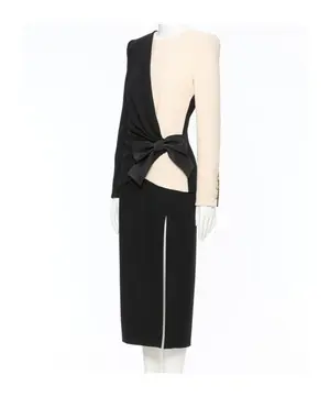 Valentino Garavani Crepe Midi Dress With Contrast Bodice And Faille Bow