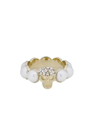 Alexander McQueen Skull Embellished Ring - Pearl