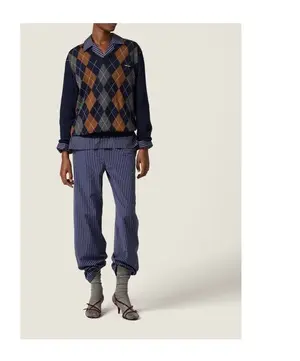 Miu Miu V-neck Knitted Jumper - Blue