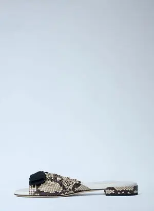 Prada Round Toe Flat Sandals With Bow Detailing - Multicolor