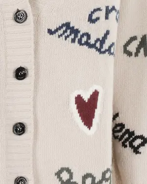 Max Mara Oversized Wool Knit Cardigan With Applique