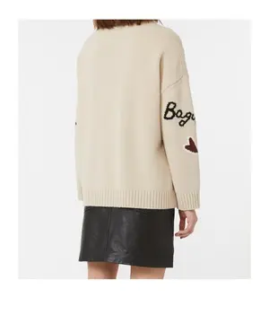 Max Mara Oversized Wool Knit Cardigan With Applique