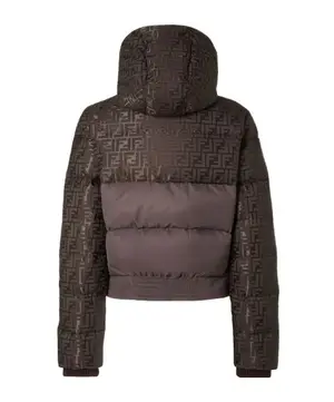 Fendi Ff Jacquard Padded Hooded Jacket - Brown