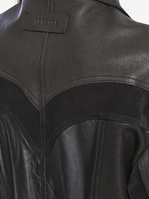 Versace Slim Fit Cropped Leather Blouson Jacket