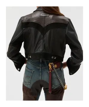 Versace Slim Fit Cropped Leather Blouson Jacket