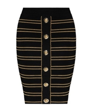 Balmain Lurex Thread Pencil Skirt - Black