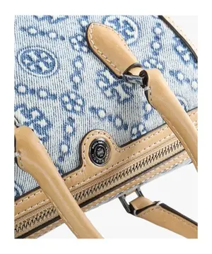 Tory Burch T Monogram Denim Petite Barrel Bag - Blue
