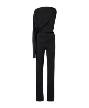 Andamane Serena Draped Asymmetrical Jumpsuit - Black