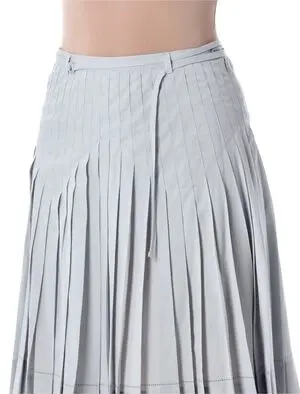 LOW CLASSIC Belted Pleated Skirt - Light Blue