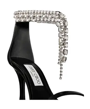 JIMMY CHOO Verity Embellished Strap Heeled Sandals - Black