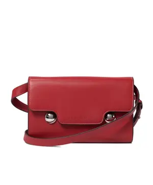 Marni Logo Debossed Foldover Crossbody Bag - Red