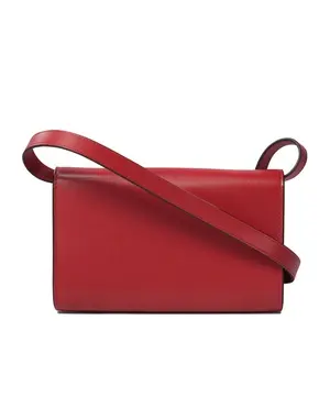 Marni Logo Debossed Foldover Crossbody Bag - Red
