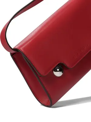 Marni Logo Debossed Foldover Crossbody Bag - Red