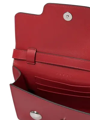 Marni Logo Debossed Foldover Crossbody Bag - Red