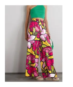 La DoubleJ Silk-twill Wide-leg Floral Print Pants