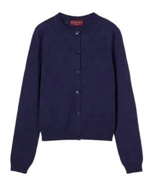 Gucci Gg Pointelle Cotton Silk Cardigan - Purple