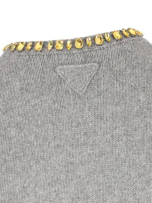 Prada Embellished Short Sleeve Jumper - Grey