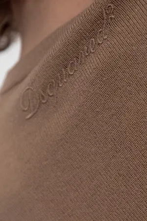 Dsquared2 Sleeveless Knitted Dress With Logo Embroidery - Brown