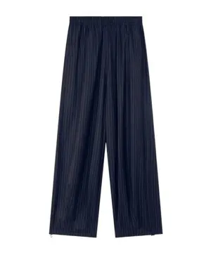 THE FRANKIE SHOP Elastic Waist Striped Casual Pants - Black