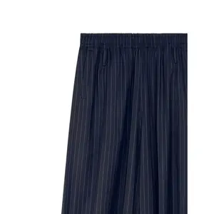 THE FRANKIE SHOP Elastic Waist Striped Casual Pants - Black