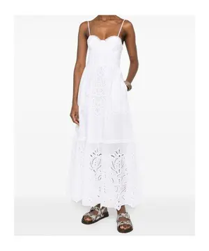 ERMANNO FIRENZE Sleeveless Tiered Midi Dress With Lace Detail