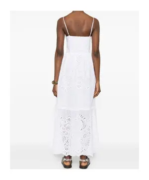 ERMANNO FIRENZE Sleeveless Tiered Midi Dress With Lace Detail