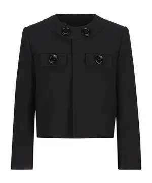 Celine Brompton Jacket In Gauffered Double Wool - Black